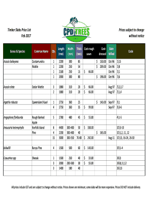 Fillable Online Timber Slabs Price List Fax Email Print - pdfFiller