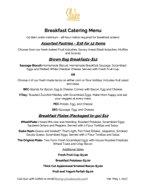 Fillable Online Breakfast Catering Menu Fax Email Print - pdfFiller