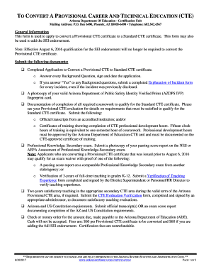 Fillable Online TO CONVERT A PROVISIONAL CAREER AND TECHNICAL EDUCATION ...