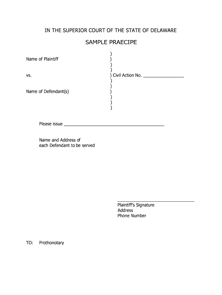 Fillable Online SAMPLE PRAECIPE Fax Email Print - pdfFiller