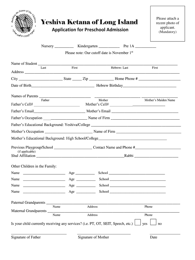 Fillable Online Yeshiva Ketana of Long Island Fax Email Print - pdfFiller
