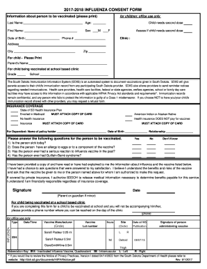 Fillable Online 2017-2018 INFLUENZA CONSENT FORM Fax Email Print ...