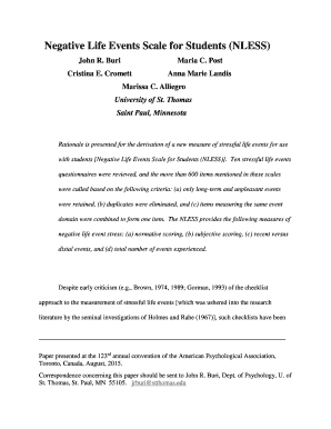 Fillable Online Negative Life Events Scale for Students (NLESS) Fax ...