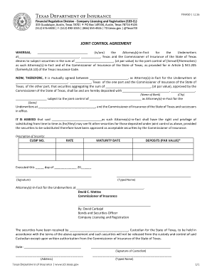 Fillable Online JOINT CONTROL AGREEMENT Fax Email Print - pdfFiller
