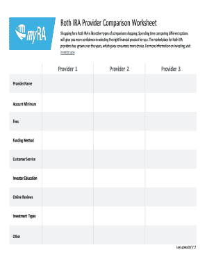 Fillable Online Roth IRA Provider Comparison Worksheet Fax Email Print ...