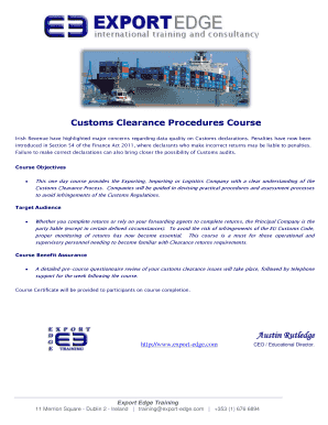 Fillable Online Customs Clearance Procedures Course Fax Email Print ...
