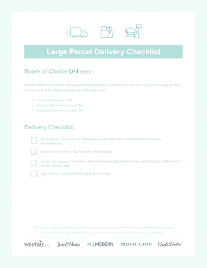 Fillable Online Large Parcel Delivery Checklist Fax Email Print - pdfFiller