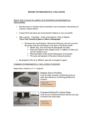 Fillable Online REPORT ENVIRONMENTAL VIOLATIONS Fax Email Print - pdfFiller