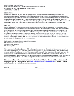 Fillable Online PROFESSIONAL BEHAVIOR PLAN Fax Email Print - pdfFiller