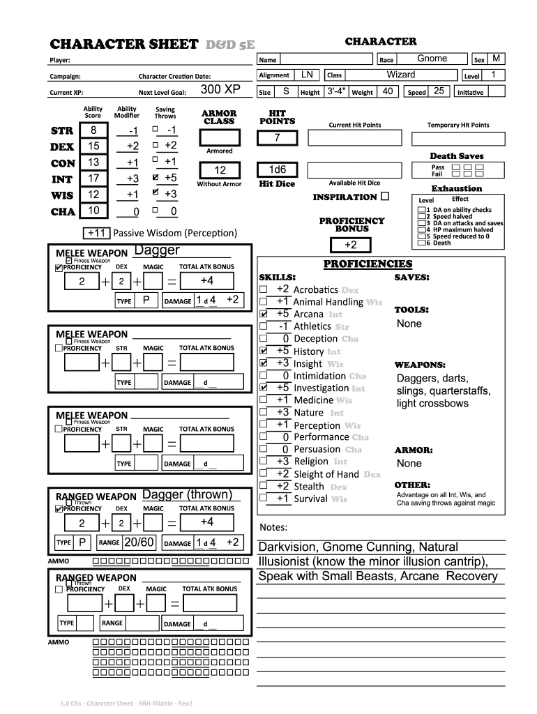 D D 5e Character Sheet Fillable Online Fill Online Printable 