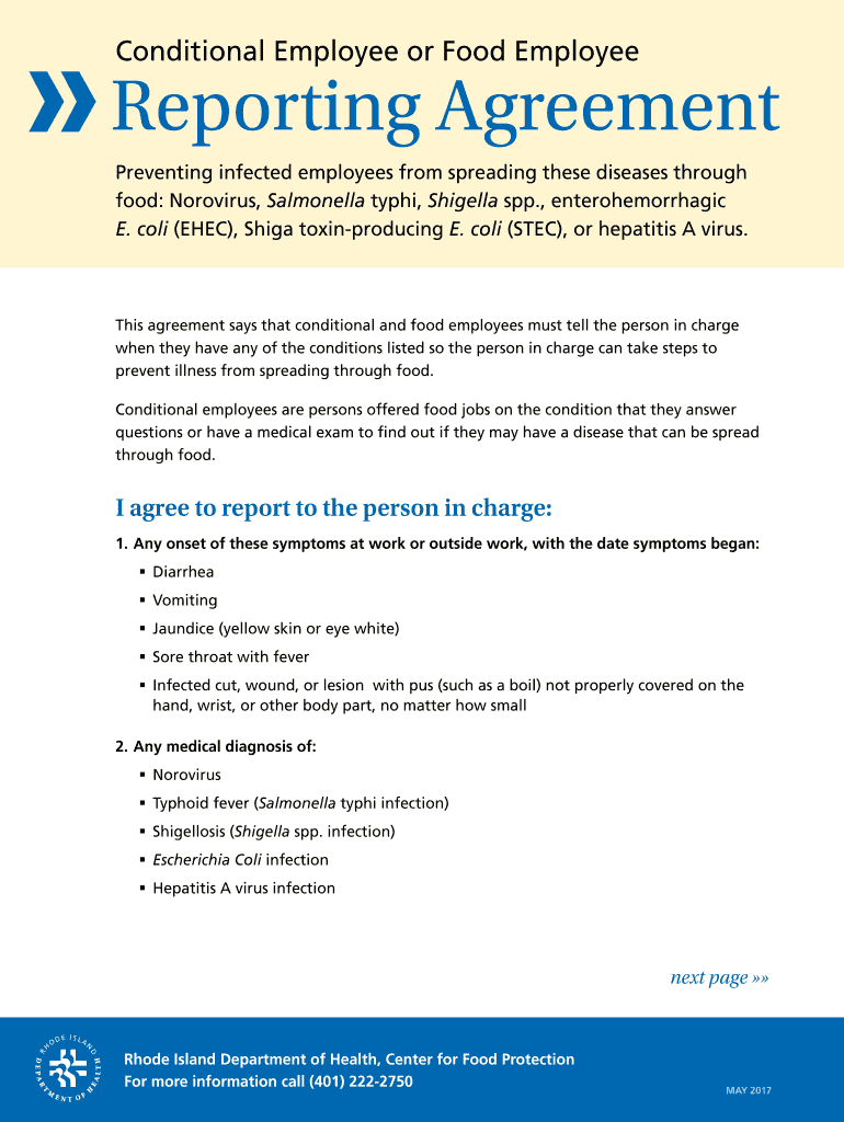 Conditional Employee Reporting Agreement - Blank Fillable Template ...