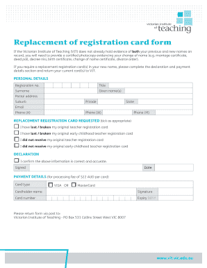 Fillable Online Replacement of registration card form Fax Email Print ...