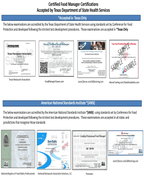 Fillable Online Certified Food Manager Certifications Fax Email Print ...