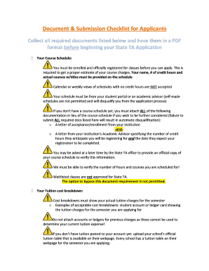 Fillable Online Document & Submission Checklist for Applicants Fax ...