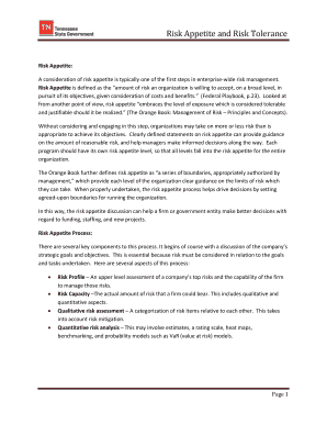 Fillable Online Risk Appetite and Risk Tolerance Fax Email Print ...