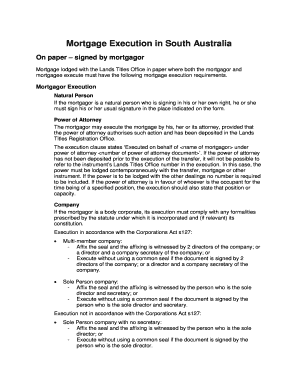Fillable Online Mortgage Execution in South Australia Fax Email Print ...