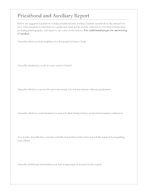 Priesthood And Auxiliary Report - Fill Online, Printable, Fillable ...