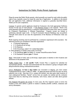 Fillable Online Instructions for Public Works Permit Applicants Fax ...