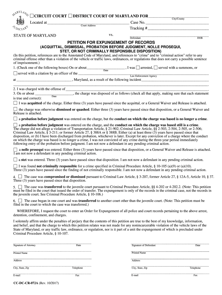 Fillable Online (ACQUITTAL, DISMISSAL, PROBATION BEFORE JUDGMENT, NOLLE ...