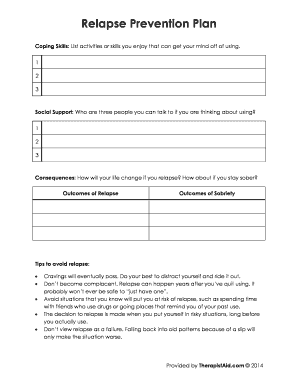 Fillable Online Relapse Prevention Plan (2) Fax Email Print - pdfFiller