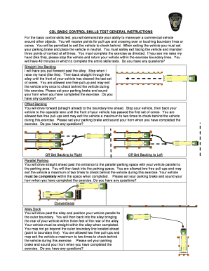 Fillable Online CDL BASIC CONTROL SKILLS TEST GENERAL INSTRUCTIONS Fax ...
