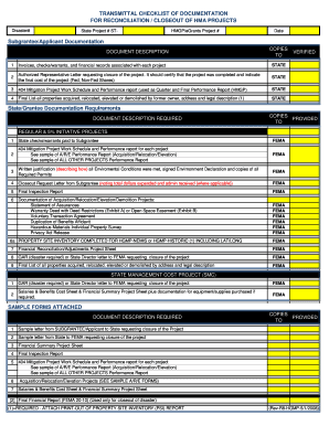 Fillable Online TRANSMITTAL CHECKLIST OF DOCUMENTATION Fax Email Print ...