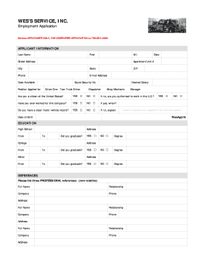 Fillable Online Wes's Service Application updated on Nov 16 2016 Fax ...