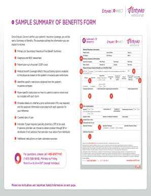 Fillable Online SAMPLE SUMMARY OF BENEFITS FORM Fax Email Print - pdfFiller