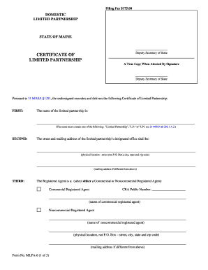 Fillable Online CERTIFICATE OF LIMITED PARTNERSHIP Fax Email Print ...
