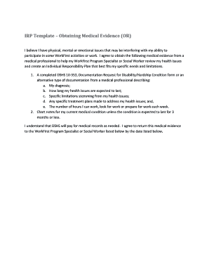 Fillable Online IRP Template Obtaining Medical Evidence (OR) Fax Email ...