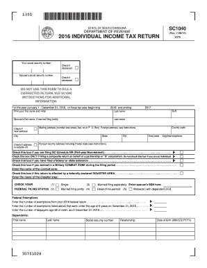 2016 Form SC DoR SC1040 Fill Online, Printable, Fillable, Blank - PDFfiller