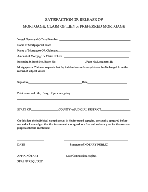 Fillable Online SATISFACTION OR RELEASE OF Fax Email Print - pdfFiller