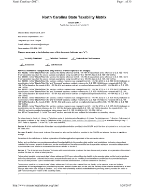 Fillable Online North Carolina State Taxability Matrix Fax Email Print ...