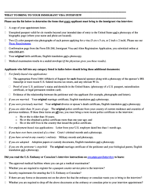 Fillable Online WHAT TO BRING TO YOUR IMMIGRANT VISA INTERVIEW Fax ...