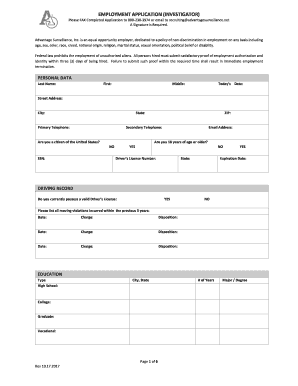 Fillable Online EMPLOYMENT APPLICATION (INVESTIGATOR) Fax Email Print ...
