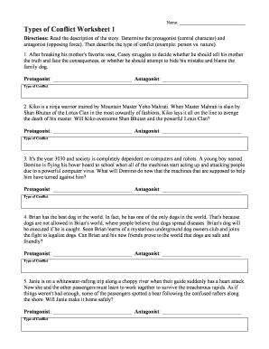 Fillable Online Types of Conflict Worksheet 1 Fax Email Print - pdfFiller