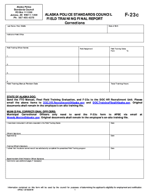 Fillable Online FIELD TRAINING FINAL REPORT Fax Email Print - pdfFiller