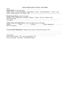 Fillable Online Patient Medical and Eye History New/Update Fax Email ...