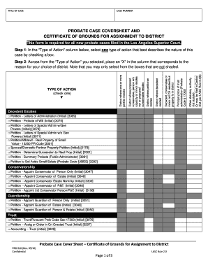 Fillable Online PROBATE CASE COVERSHEET AND Fax Email Print - pdfFiller