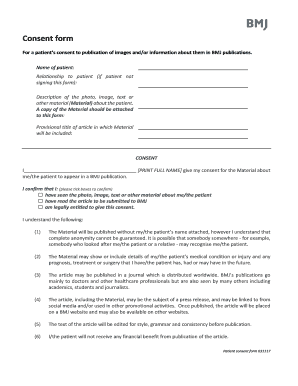Fillable Online For a patients consent to publication of images and/or ...