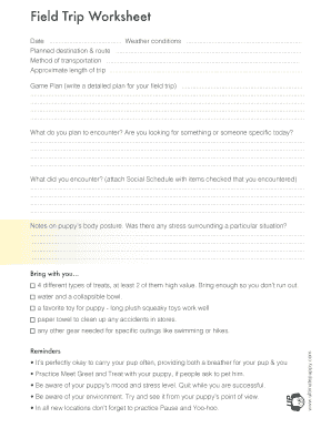 Fillable Online Field Trip Worksheet Fax Email Print - pdfFiller