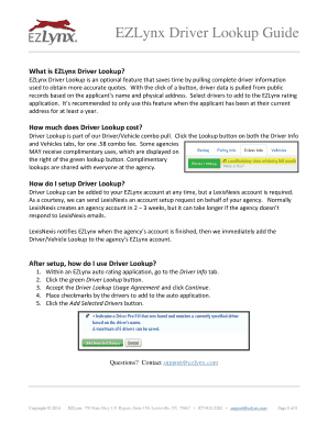 Fillable Online EZLynx Driver Lookup Guide Fax Email Print - pdfFiller