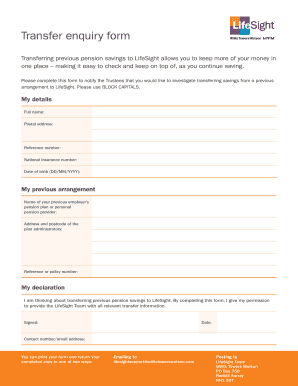 Fillable Online Transfer enquiry form Fax Email Print - pdfFiller