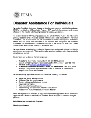 Fillable Online Disaster Assistance For Individuals Fax Email Print ...