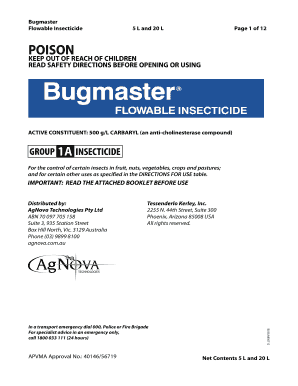Bugmaster Label - Fill Online, Printable, Fillable, Blank | pdfFiller