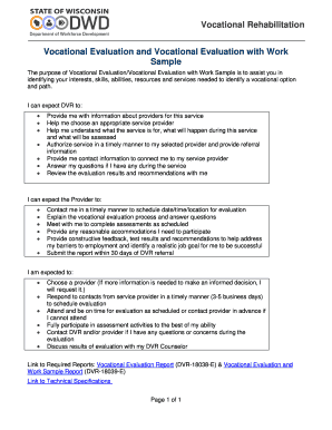 Fillable Online Vocational Evaluation and Vocational Evaluation with ...