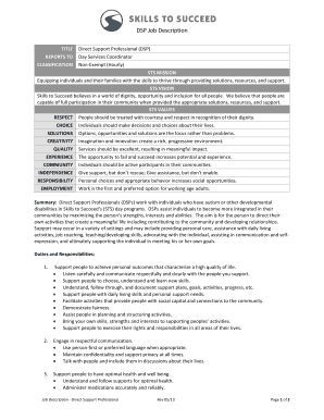 Fillable Online DSP Job Description Fax Email Print - pdfFiller