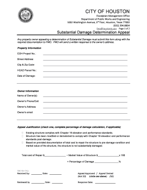 Fillable Online Substantial Damage Determination Appeal Fax Email Print ...