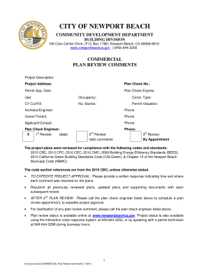 Fillable Online PLAN REVIEW COMMENTS Fax Email Print - pdfFiller