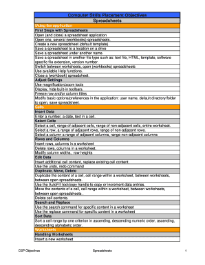 Fillable Online First Steps with Spreadsheets Fax Email Print - pdfFiller